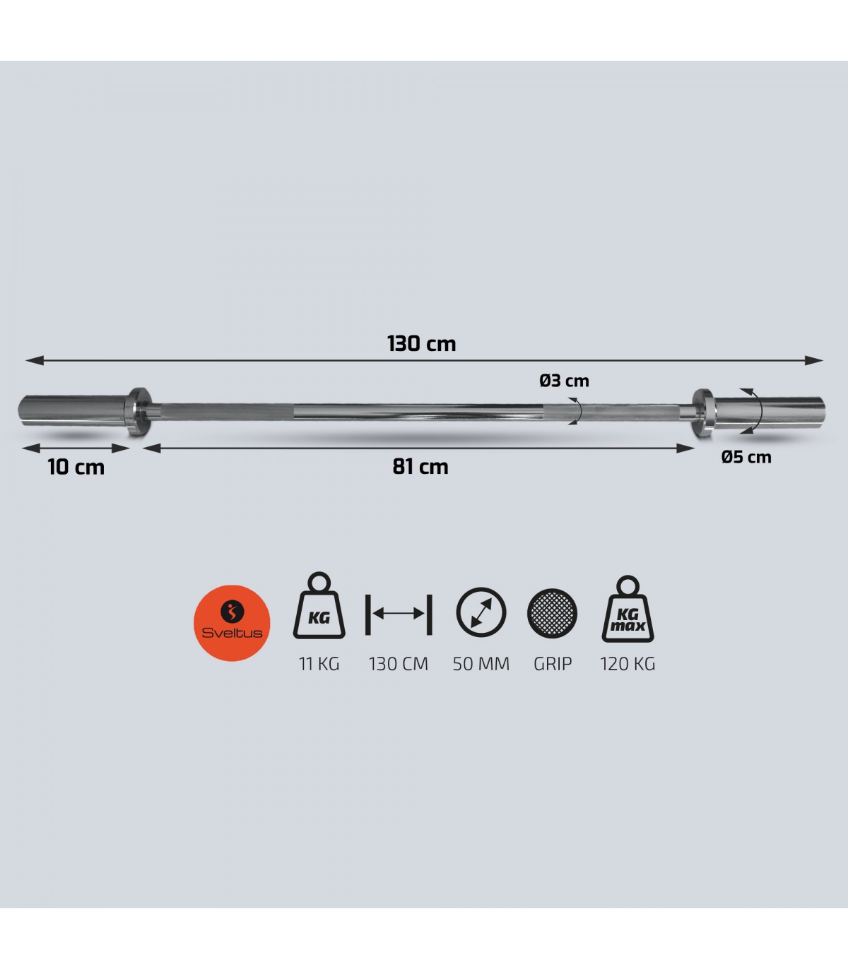 Olympic discs and bars Olympic bar - 130 cm